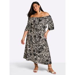 sheego Gro&szlig;e Gr&ouml;&szlig;en Maxikleid mit floralem Alloverdruck, schwarz-sand-bedruckt, Gr&ouml;&szlig;e 48 - Damen
