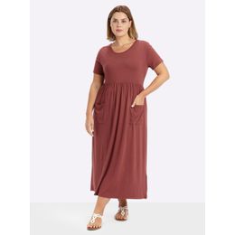 sheego Gro&szlig;e Gr&ouml;&szlig;en Jerseykleid mit Taschen, rotbraun, Gr&ouml;&szlig;e 24 - Damen