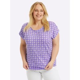 sheego Gro&szlig;e Gr&ouml;&szlig;en Print-Shirt aus reiner Baumwolle, lavendel-ecru-bedruckt, Gr&ouml;&szlig;e 54 - Damen