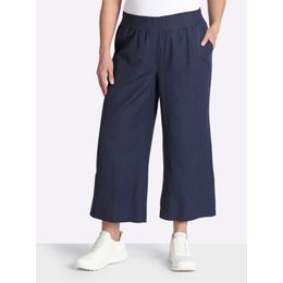 sheego Gro&szlig;e Gr&ouml;&szlig;en Culotte mit Leinen-Anteil, marine, Gr&ouml;&szlig;e 52 - Damen