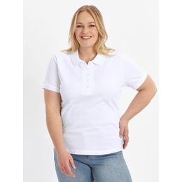 sheego Gro&szlig;e Gr&ouml;&szlig;en Poloshirt mit Seitenschlitzen, wei&szlig;, Gr&ouml;&szlig;e 46 - Damen