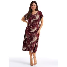 sheego Gro&szlig;e Gr&ouml;&szlig;en Jerseykleid mit tiefem V-Ausschnitt hinten, schoko-apricot-bedruckt, Gr&ouml;&szlig;e 58 - Damen