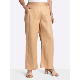 sheego Gro&szlig;e Gr&ouml;&szlig;en Schlupfhose mit Smokbund hinten, camel, Gr&ouml;&szlig;e 52 - Damen