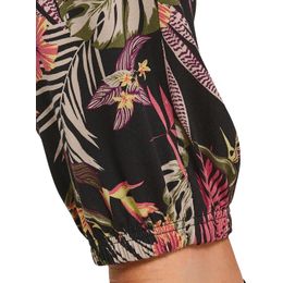 sheego Gro&szlig;e Gr&ouml;&szlig;en Jerseyhose mit Tropical-Print, schwarz-burgund-bedruckt, Gr&ouml;&szlig;e 54 - Damen