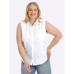 sheego Gro&szlig;e Gr&ouml;&szlig;en &Auml;rmellose Bluse mit Hemdkragen, wei&szlig;, Gr&ouml;&szlig;e 54 - Damen