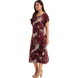 sheego Gro&szlig;e Gr&ouml;&szlig;en Jerseykleid mit tiefem V-Ausschnitt hinten, schoko-apricot-bedruckt, Gr&ouml;&szlig;e 56 - Damen
