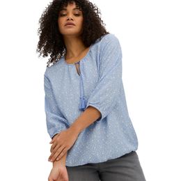 sheego Gro&szlig;e Gr&ouml;&szlig;en Tunika mit Bindeb&auml;ndern, bleu-ecru-bedruckt, Gr&ouml;&szlig;e 50 - Damen