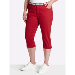 sheego Gro&szlig;e Gr&ouml;&szlig;en Caprijeans inklusive G&uuml;rtel, rot, Gr&ouml;&szlig;e 52 - Damen