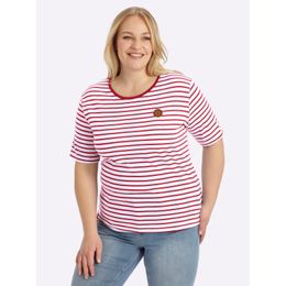 sheego Gro&szlig;e Gr&ouml;&szlig;en Shirt im Streifenmuster, rot-wei&szlig;-gestreift, Gr&ouml;&szlig;e 44 - Damen