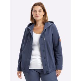 sheego Gro&szlig;e Gr&ouml;&szlig;en Shirtjacke mit Kapuze, rauchblau, Gr&ouml;&szlig;e 56 - Damen
