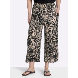 sheego Gro&szlig;e Gr&ouml;&szlig;en Druckhose In Culotte-Form, schwarz-sand-bedruckt, Gr&ouml;&szlig;e 50 - Damen