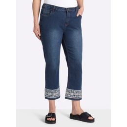 sheego Gro&szlig;e Gr&ouml;&szlig;en 7/8-Jeans mit Stickerei am Beinabschluss, blue-stone-washed, Gr&ouml;&szlig;e 52 - Damen