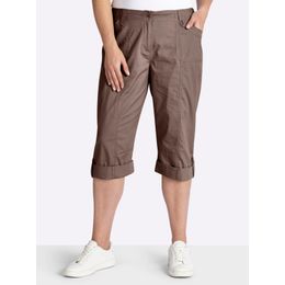 sheego Gro&szlig;e Gr&ouml;&szlig;en Caprihose mit verstellbarem Bund, dunkeltaupe, Gr&ouml;&szlig;e 44 - Damen