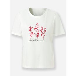 sheego Gro&szlig;e Gr&ouml;&szlig;en Kurzarmshirt mit floralem Motiv, ecru-erdbeere-bedruckt, Gr&ouml;&szlig;e 54 - Damen