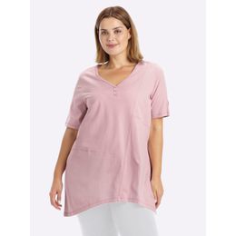 sheego Damen Longshirt, Rosa, Gr. 44/46, T-Shirts, 100% Baumwolle