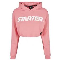 Rundhalspullover STARTER Black Label "Starter Black Label Damen Ladies Starter Cropped Hoody", Damen, Gr. XS, pinkgrapefruit, 65% Baumwolle, 35% Polyester, unifarben, oversize, ohne Ausschnitt, Pullover Rundhalspullover