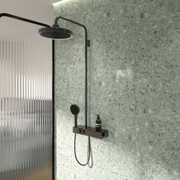 Ideal Standard Solos Duschsystem A7883A5 mit Aufputz-Brausethermostat Ceratherm Navigo&reg; mit Ablage, Kopfbrause mit LED-Leuchtring, 3-Funktions-Hand- & Kopfbraus, Magnetic Grey