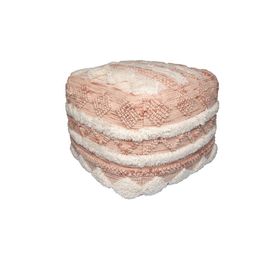 Kayoom Pouf Bohist Creme, Rosa Makramee
