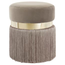 Kayoom Hocker Rebecca Taupe/ Goldfarben, Samt