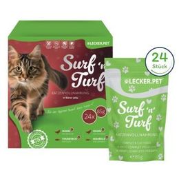 LYRA PET Lecker.Pet Surf'n'Turf Pouches Katzenfutter in feiner Jelly Nassfutter 4er Mix Multipack