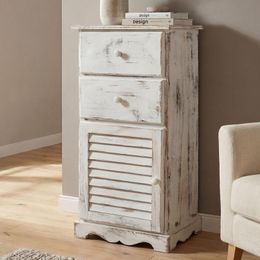 MCW Kommode Schrank, 81x40x32cm, Shabby-Look, Vintage ~ wei&szlig;