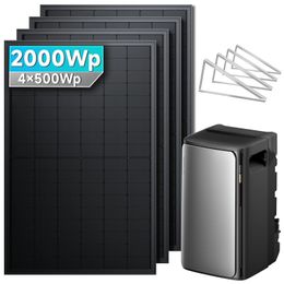 Solarmars&reg; 2000W Balkonkraftwerk mit Speicher,EcoFlow Stream Ultra 1,92 kWh All-in-One Komplettset - Mit Flachdachhalterung