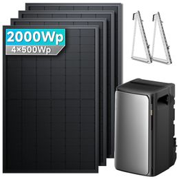 Solarmars&reg; 2000W Balkonkraftwerk mit Speicher,EcoFlow Stream Ultra 1,92 kWh All-in-One Komplettset - Mit Flachdachhalterung