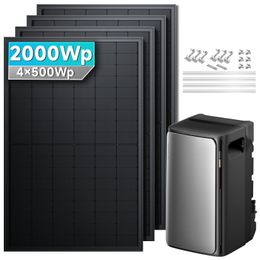 Solarmars&reg; 2000W Balkonkraftwerk mit Speicher,EcoFlow Stream Ultra 1,92 kWh All-in-One Komplettset - Mit Ziegeldach halterung