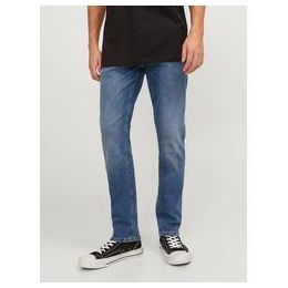Jack & Jones Slim-fit-Jeans JACK & JONES "JJIGLENN Jeans mit schmaler Beinform und Stretch f&uuml;r Komfort", Herren, Gr. 34, L&auml;nge 32, blau (blau denim), Denim/Jeans, Obermaterial: 76% Baumwolle, 22% Polyester, 2% Elasthan, Abriebeffekte, slim fit lang, Jeans Slim-fit-Jeans, Baumwollmischung, slim fit