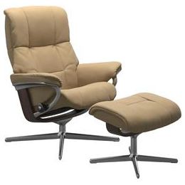 Relaxsessel stressless "Mayfair", beige (sand paloma), B:79cm H:102cm T:73cm, Leder PALOMA: PALOMA ist ein durchgef&auml;rbtes Semianilin-M&ouml;belleder mit nat&uuml;rlicher Narbung., Sessel, Relaxsessel, mit Hocker, mit Cross Base, Gr&ouml;&szlig;e S, M & L, Holzakzent Wenge