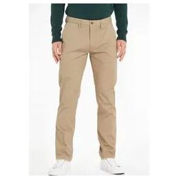 Chinohose Tommy Hilfiger "Chino Denton 1985 PIMA CO", Herren, Gr. 34, L&auml;nge 30, beige, Web, Obermaterial: 96% Baumwolle, 4% Elasthan, unifarben, straight fit lang, Hosen Chinohose, Straight Fit
