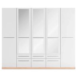 Kleiderschrank Priess "Schrank Garderobe W&auml;scheschrank Barcelona in 5 Breiten", wei&szlig; (eichefarben artisan, wei&szlig;), B:230cm H:193cm T:54cm, Holzwerkstoff, Schr&auml;nke, Kleiderschrank, viel Stauraum, ger&auml;umige Schubk&auml;sten, mit Spiegel, MADE IN GERMANY