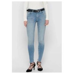 Ankle-Jeans Only "ONLBLUSH MID SK AK RAW REA1467", Damen, Gr. M (38), L&auml;nge 32, blau (light blau denim), Denim/Jeans, Obermaterial: 92% Baumwolle, 6% Elastomultiester, 2% Elasthan, Abriebeffekte, Jeans