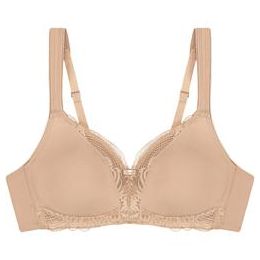B&uuml;gelloser BH Triumph "Modern Lace+Cotton", Damen, Gr. 105, Cup A, beige (neutral beige), Microtouch, Obermaterial: 50% Polyamid, 30% Baumwolle, 20% Elasthan, BHs, Spitzeneins&auml;tze, starker Halt ohne B&uuml;gel, atmungsaktiv, leicht