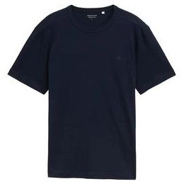 T-Shirt Tom Tailor, Damen, Gr. L, blau (sky captain blau), Single Jersey, Obermaterial: 100% Baumwolle, unifarben, regular fit taillenbedeckt, Rundhals, gerader Abschluss, Shirts T-Shirt, mit Logo Stickerei