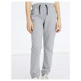 Jogginghose name it "NKMSWEAT f&uuml;r Jungen mit verstellbarem Bund und Kordelzug", M&auml;dchen, Gr. 80, N-Gr, grau (grau melange), Sweatware, Obermaterial: 80% Baumwolle, 20% Polyester, unifarben, regular fit kn&ouml;chellang, Hosen Jogginghose, unifarben, casual, regular fit, Baumwollmix, Rundhals