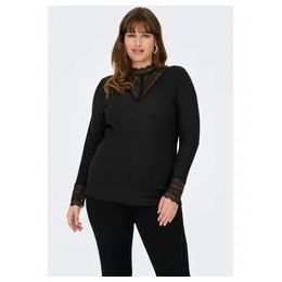 Langarmshirt Only CARMAKOMA "CARTILDE GLITTER L/S HIGHNECK TOP NOOS", Damen, Gr. L, schwarz (schwarz detail:tone in tone lurex), Jersey, Obermaterial: 100% Polyester, unifarben, regular fit h&uuml;ftlang, hoch geschlossener Ausschnitt, Shirts Langarmshirt