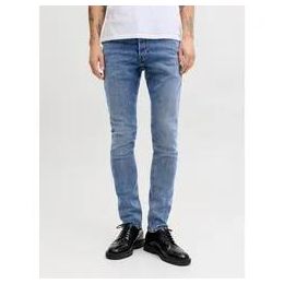 Jack & Jones Slim-fit-Jeans JACK & JONES "JJIGLENN Slim-Fit mit Stretch und praktischer 5-Pocket-Form", Herren, Gr. 34, L&auml;nge 34, blau denim1, Denim/Jeans, Obermaterial: 71% Baumwolle, 28% Polyester, 1% Elasthan, Abriebeffekte, slim fit kn&ouml;chellang, Jeans Slim-fit-Jeans, Baumwollmischung, slim fit, Topseller