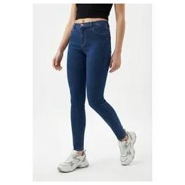 Skinny-fit-Jeans Only "ONLRAY REG WAIST SKINNY BOX DNM", Damen, Gr. M, L&auml;nge 32, medium blau denim, Denim/Jeans, Obermaterial: 53% Viskose, 29% Baumwolle, 17% Polyester, 1% Elasthan, unifarben, skinny fit kn&ouml;chellang, Jeans