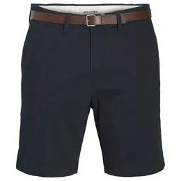 Jack & Jones PlusSize Chinoshorts "JPSTADAM BELTED CHINO SHORTS PLS", Herren, Gr. 44 (5XL), N-Gr, schwarz navy, Web, Obermaterial: 98% Baumwolle, 2% Elasthan, JACK & JONES PLUSSIZE, unifarben, regular fit, Hosen Chinoshorts