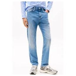 Tommy Hilfiger Straight-Jeans TOMMY JEANS "Ryan Regular Slim Straight", Herren, Gr. 36, L&auml;nge 32, blau (denim medium), Denim/Jeans, Obermaterial: 95% Baumwolle, 4% Elastomultiester, 1% Elasthan, straight fit, Jeans Straight-Jeans