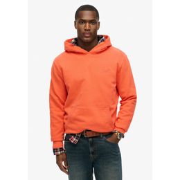 Kapuzensweatshirt Superdry "ESSENTIAL LOGO HOODIE HB", Herren, Gr. M, rot (hot coral), angeraute Sweatware, Obermaterial: 72% Baumwolle, 28% Polyester, unifarben, loose fit, Rundhals, Rippb&uuml;ndchen, Sweatshirts