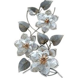 Wandbild "Blumen, silber/wei&szlig;", silber (farbe bild(er): silber), B:39cm H:69cm T:6cm, Metall, MyFlair M&Ouml;BEL & ACCESSOIRES, Bilder, aus Metall, Blumenranke