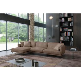 Ecksofa Egoitaliano "Sophia, Designsofa mit extrakomfortablem Sitzkomfort, Breite 274cm", braun (mud), B:274cm H:77cm T:154cm, Luxus-Micofaser Lederoptik (100% Polyester) ist ein neues technisches Gewebe mit einem visuellen und taktilen Aspekt, der dem Nubuk sehr nahe kommt, mit innovativen Eigenschaften. Seine au&szlig;erordentliche Weichheit kommt von einem exklusiven Produktionsprozess, der Unreinhei