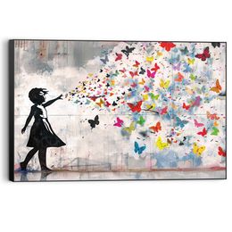 Wandbild Reinders "Butterfly Girl", bunt (farbe bild(er): mehrfarbig), B:90cm H:60cm T:3cm, Bilder, Kinderzimmer - Mehrfarbig - MDF - Street Art - 90x60 cm