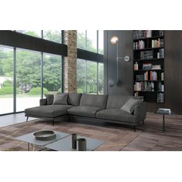 Ecksofa Egoitaliano "Sophia, Designsofa mit extrakomfortablem Sitzkomfort, Breite 274cm", grau (smoke), B:274cm H:77cm T:154cm, Luxus-Micofaser Lederoptik (100% Polyester) ist ein neues technisches Gewebe mit einem visuellen und taktilen Aspekt, der dem Nubuk sehr nahe kommt, mit innovativen Eigenschaften. Seine au&szlig;erordentliche Weichheit kommt von einem exklusiven Produktionsprozess, der Unreinhe