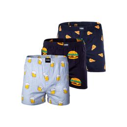 Webboxer Happy Shorts "Web-Boxershorts American Boxershorts 3er Pack", Herren, Gr. M, burger, pizza, bier, Obermaterial: 100% Baumwolle CO., Unterhosen
