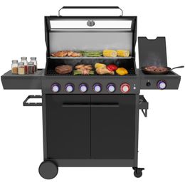 Gasgrill El Fuego "Key West", grau, schwarz, B:150,5cm H:116,5cm T:58cm, Grills, 22 kW (6 Brenner je 3,0 kW + 1 Turbobrenner 4,0 kW)