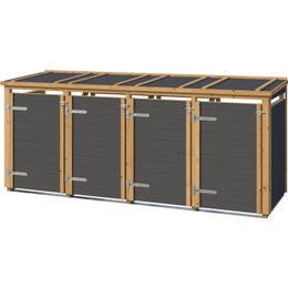 M&uuml;lltonnenbox Weka "Killarney", anthrazit, B:300cm H:127cm T:92cm, Massivholz, Aufbewahrungsboxen, Metall pulverbeschichtet, f&uuml;r 4 M&uuml;lltonnen, BxTxH: 300x92x127 cm