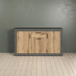 Sideboard Inosign "Bergen", coast evoke eiche mit matera, B:149cm H:83cm T:40cm, FSC-zertifizierter Holzwerkstoff, Sideboards, Sideboard, Sideboard mit 3 T&uuml;ren & 1 Schublade - (B/T/H) 149/40/83 cm